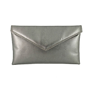 LONI Women's Synthetic Envelope Clutch/Bag Medium Gunmetal Pewter
