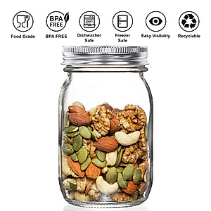 ANEWSIR Mason Jars Variety Pack (Set of 14), Regular Mouth Canning Jars with Lids and Bands, Spilte-Type, 32oz 2 Pack, 16oz 6 pack and 8oz 6 pack