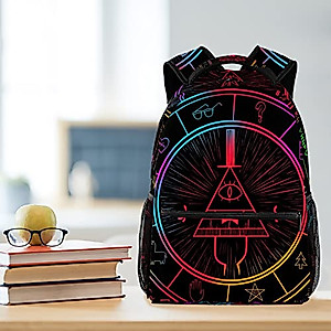 Personalized Bill Cipher Wheel Zodiac School Backpack Book Bag Travel Daypack for Boys Girls