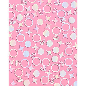 xo, Fetti Bachelorette Party Iridescent Foil Confetti - 200 pc | Engagement Party Decoration, Diamond Ring Table Decor, Bride To Be Bridal Shower Supplies, Engaged Era Decor