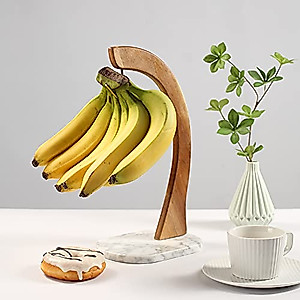 everous Banana Hanger Marble Base,Modern Banana Holder Tree Stand with Hook for Home or Bar(White)