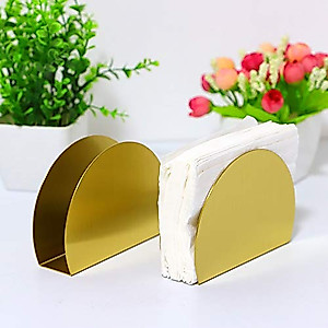 1pc Gold Semicircle Stainless Steel Napkin Holder Tissue Dispenser Rust Resistant Serviette Napkin Case Display for Kitchen, Dining Tables, Parties, Countertops, Restaurant and Bars