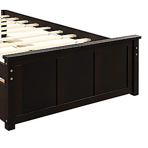 Harper & Bright Designs Twin Bed Frame with Trundle, Kids Platform Twin Bed with Pull Out Trundle,Solid Wood, No Box Spring Needed