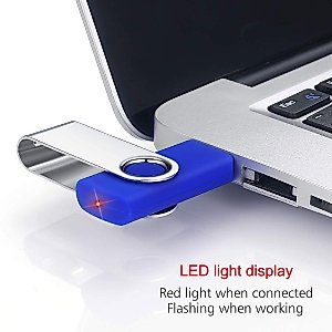 16GB USB Flash Drive 5 Pack, Cardfuss USB 2.0 Swivel Thumb Drives Bulk Memory Stick Jump Drive High Speed Zip Drives with Lanyards for Data Storage (Multi-Color)
