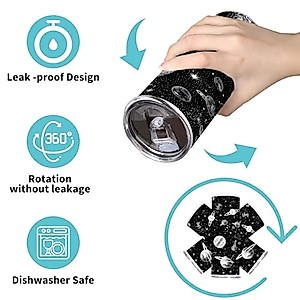 Honeybaby Space Starry Sky Coffee Tumbler 20 oz with Straw & Lid Leak Proof Tumbler Reusable Stainless Steel Tumblers Insulated Water Bottles Gifts for Women Men