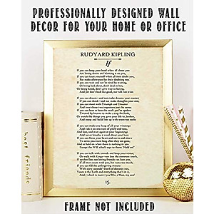 Rudyard Kipling - If - 11x14 Unframed Typography Book Page Print - Great Gift for Poetry Fans and Inspirational and Motivational Decor for Home and Office Under $15