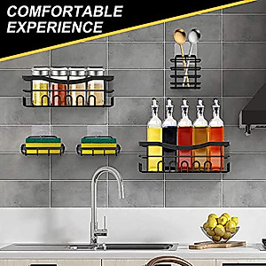 TBESTOACC Shower Caddy 5 Pack, Adhesive Bathroom Organizer, Rustproof Stainless Steel Shower Organizer, No Drilling Bathroom Shelves, Perfect for Bathroom, Kitchen, Dorm