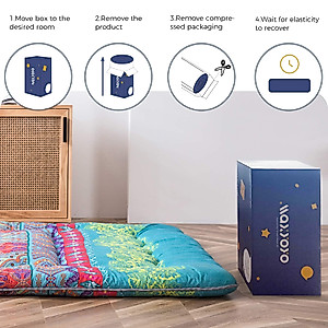 MAXYOYO Bohemian Futon Floor Mattress Boho Floral Style Japanese Tatami Mat Foldable Bed Portable Camping Sleeping Pad Lounger Couch Bed, Queen
