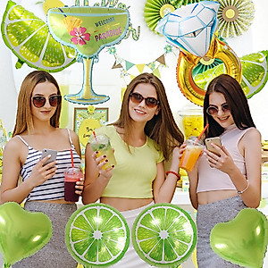12Pcs Margs and Matrimony Bachelorette Balloons, Lime Diamond Ring Margarita Glass Balloons for Margarita Matrimony Bachelorette Party Wedding Mexican Fiesta Bridal Shower Decorations Supplies