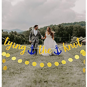 Laventy Set of 2 Tying the Knot Banner Nautical Bachelorette Banner Nautical Bachelorette Balloons Nautical Engagement Party Decor Nautical Bridal Banner