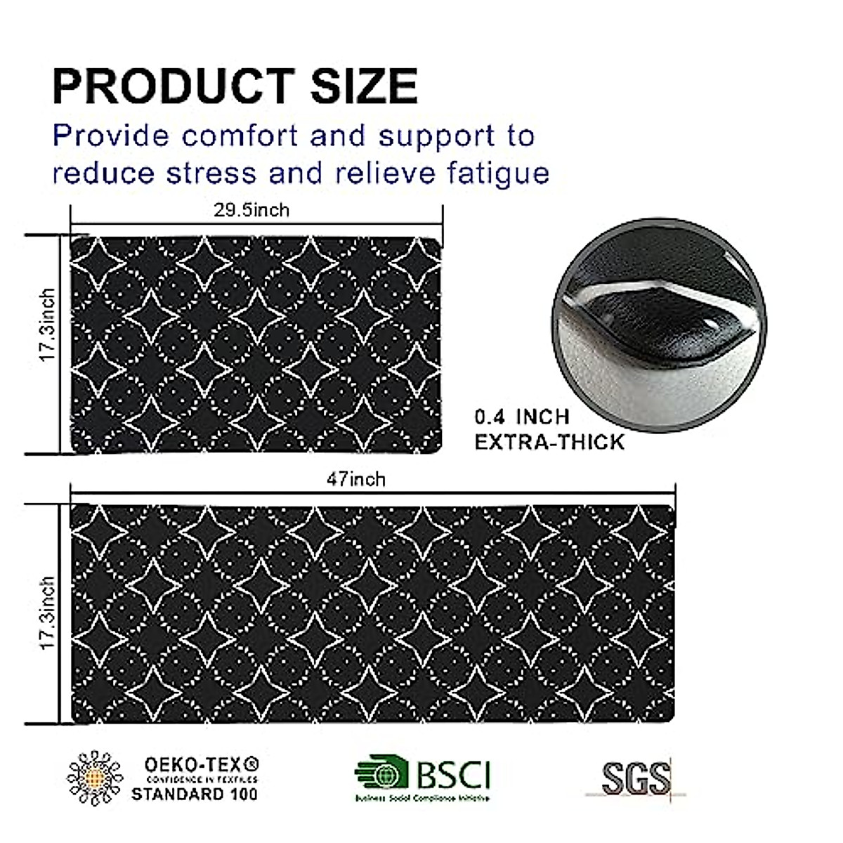 Soft Anti Fatigue Mat for Kitchen Floor, Non Slip Cushioned Kitchen Rugs Sets, Waterproof Washable Memory Foam Standing Desk Mat Runner, Comfort Cushion for Sink Laundry Room Home 17.3"x29.5"(1 PC)