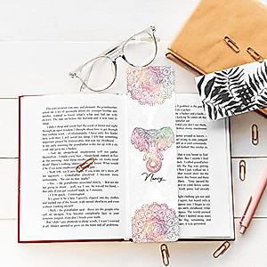 Personalized Bookmark Custom Name Elephant Mandala Pattern Bookmarks Gifts for Book Lovers Women Men Readers On Birthday Christmas Day Design Your Own Markers Metal Multicolored