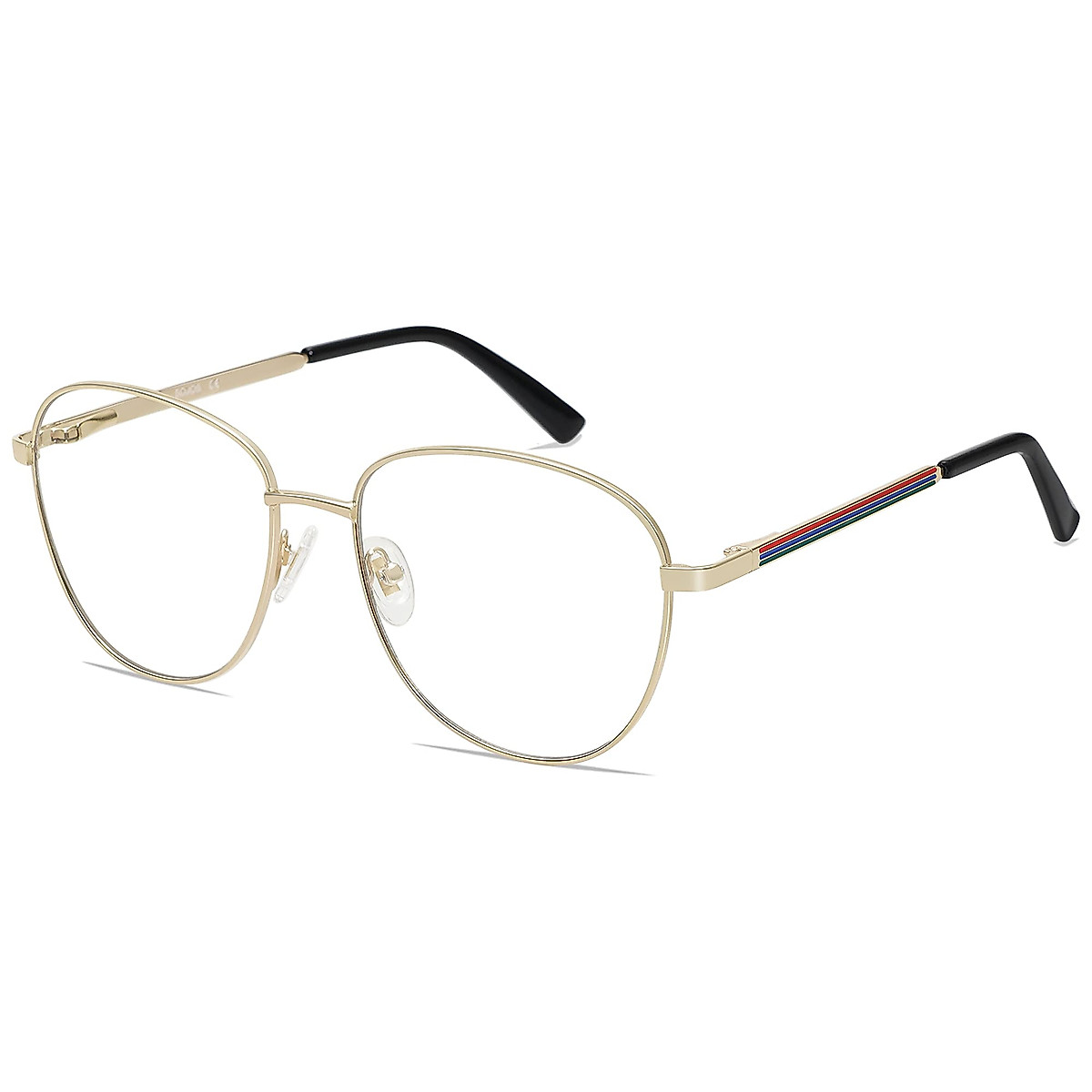 SOJOS Oversized Aviator Blue Light Blocking Glasses for Women Men, Metal Frame Clear Lens Eyeglasses SJ5098, Gold Frame/Anti-Blue Light Lens