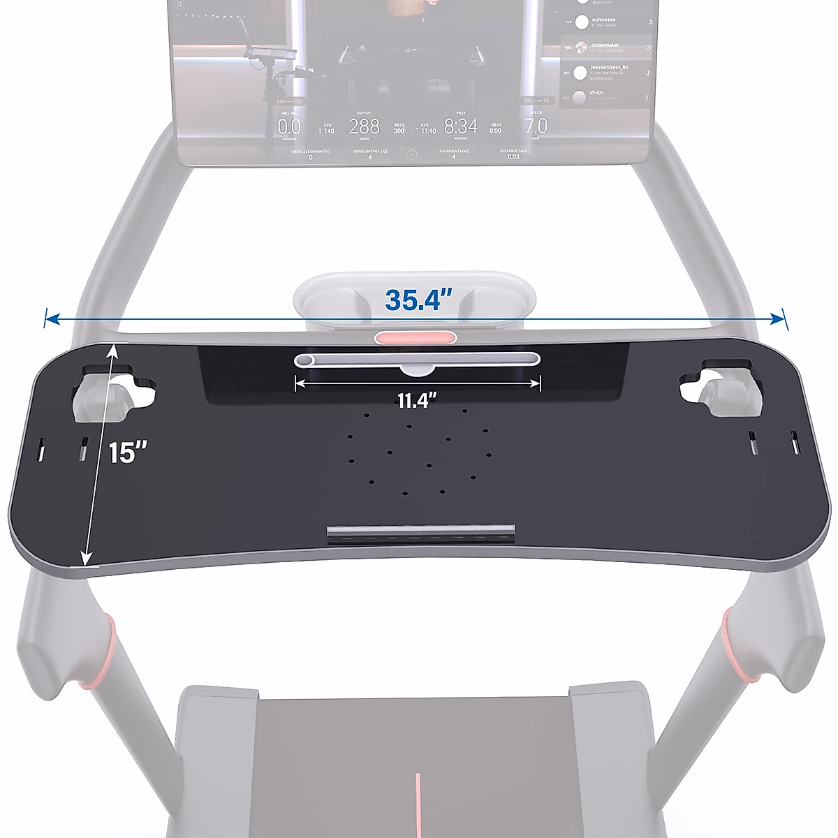 Treadmill Desk Attachment Compatible with Peloton Tread Laptop Holder Ergonomic Platform Tray with Tablet Holder Cooling Holes Laptop Stand for Treadmill Accessories Designed for New Peloton Tread