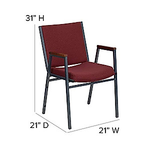 Flash Furniture HERCULES Series Heavy Duty Burgundy Patterned Fabric Stack Chair with Arms and Ganging Bracket