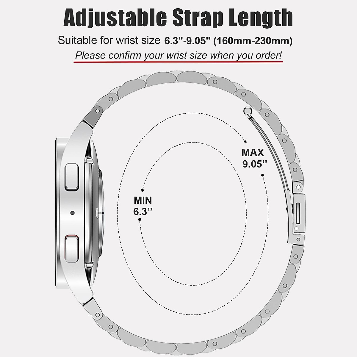 EZMVZKU Galaxy Watch 5 Pro 45mm Bands Metal, No Gap Solid Stainless Steel Strap for Samsung Galaxy Watch 4 40mm 44mm / Watch 4 Classic 42mm 46mm / Watch 5 40mm 44mm for Men Women,Black Gold