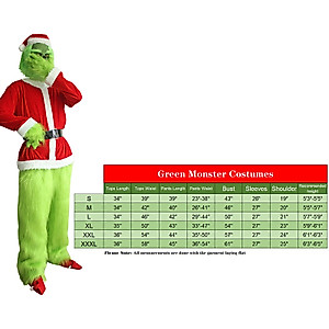 Cupohus Green Monster Costume for Adult Christmas Santa Costumes With Mask Furry Men Suit Halloween Outfit