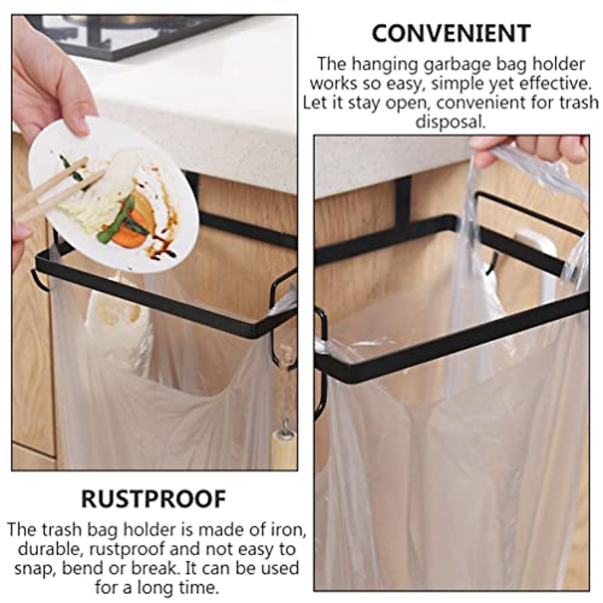 IMIKEYA 2pcs Portable Trash Bag Holder Hanging Kitchen Cupboard Door Back Style Stand Trash Garbage Bags Storage Rack for Kitchen Cabinets Doors and Cupboards