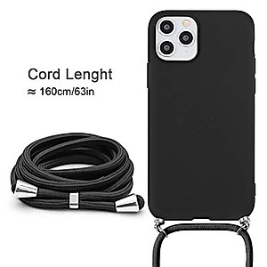 Eouine Crossbody Case for iPhone XR [6.1"], iPhone XR Case with Neck Cord Lanyard Strap - Anti-Scratch Black Silicone TPU Adjustable Necklace Strap - Phone Tether Cover, Black