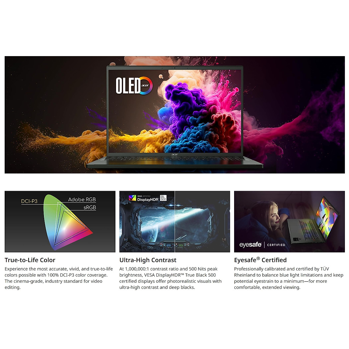 Acer Swift Edge 16" 4K OLED 400 nits Extremely Slim Laptop, 8cores AMD Ryzen7 6800U, Backlit KB, Fingerprint Reader, 100% DCI-P3, Windows11 Pro, w/HDMI (16GB RAM | 2TB SSD)