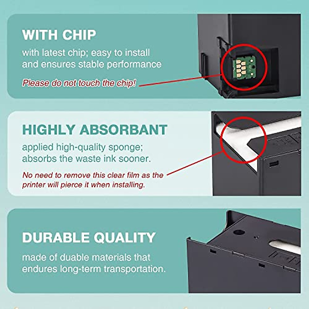 TacTink T6715 T6716 Ink Maintenance Box, Remanufactured 6715 6716 for Workforce Pro WF-4740 WF-4730 WF-3820 WF-4830 WF-4720 EC-4020 WF-4734 EC-4030 WF-C5210 WF-C5290 WF-C5710 WF-C5790 ET-8700 Printer