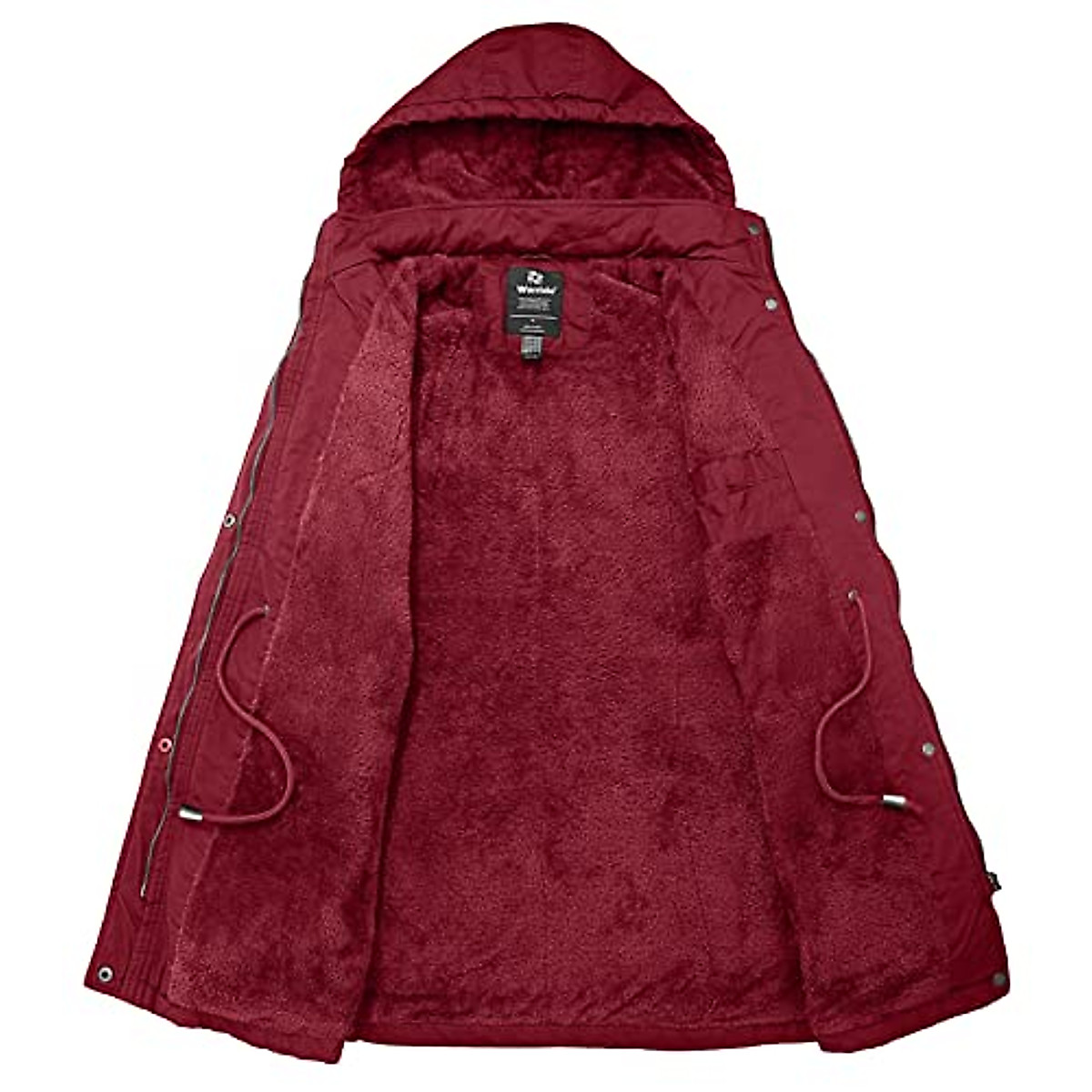 wantdo Women's Sherpa Lined Coat Vintage Warm Winter Parka Coat Overcoat Wine XL