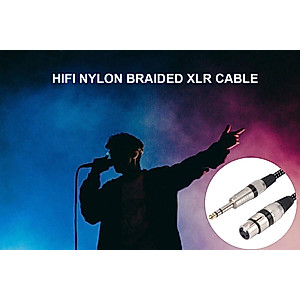 KINXIYU XLR Female to 1/4 Inch TRS Cable 10 FT, Nylong Braided XLR 3 Pin Female to 6.35mm TRS Male Balanced Wire Mic Cord (Pure Copper Conductors)
