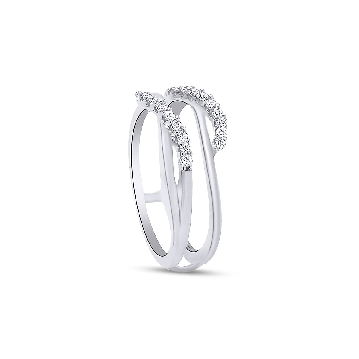 AFFY Sterling Silver Delicate Bypass Infinity Style Vintage Wedding Ring Guard Enhancer with Cubic Zirconia (0.20 cttw) Ring Size-8