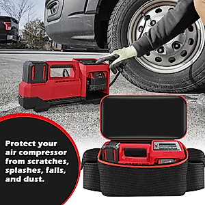 Air Compressor Bag Compatible with Milwaukee M18 Inflator 2848-20,with Pocket for Battery Pack,for 18V 3.0 to 9.0 Ah Battery,Milwaukee Air Compressor Storage Carrying Bag((Box only)
