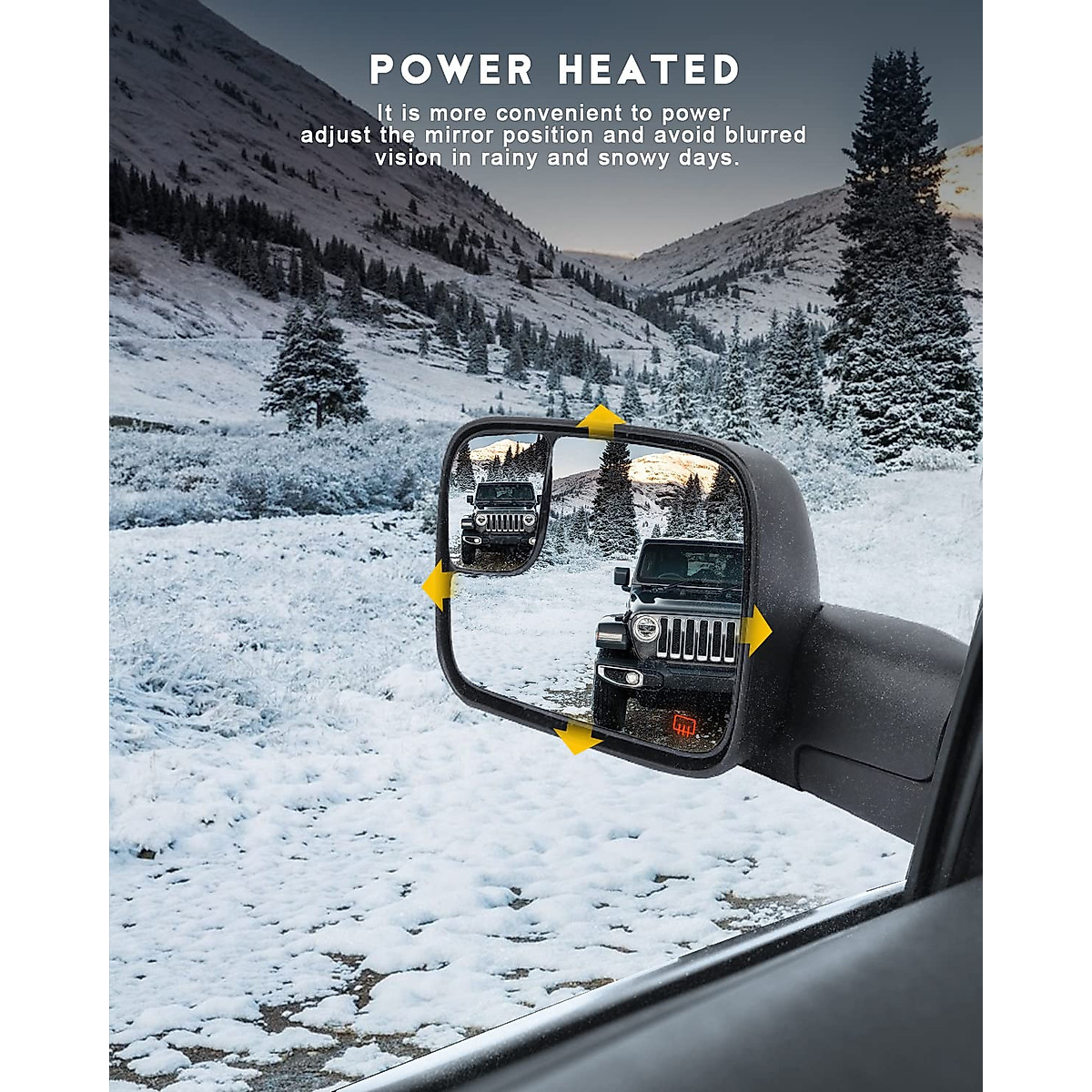 OCPTY Towing Mirrors with Power Heated Left Right Side Tow Mirrors Compatible with 1998-2001 for Ram 1500 1998-2002 for DODGE for Ram 2500 3500 with Black Housing with Mounting Brackets