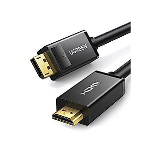UGREEN 4K Displayport to HDMI Cable Uni-Directional UHD DP to HDMI Connector Video Display Cord for HDTV Monitor Projector Computer 16FT