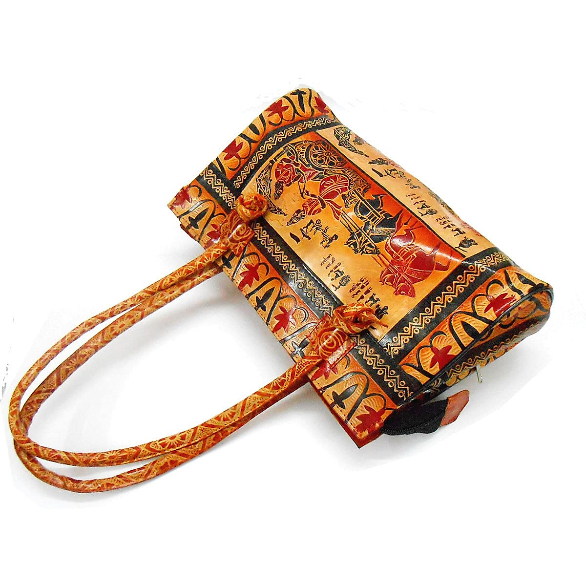 Crafts of India Krishna giving Gita Updesa to Arjuna Design Ethnic Hand Embossed Shantiniketan Leather Indian Shoulder Bag