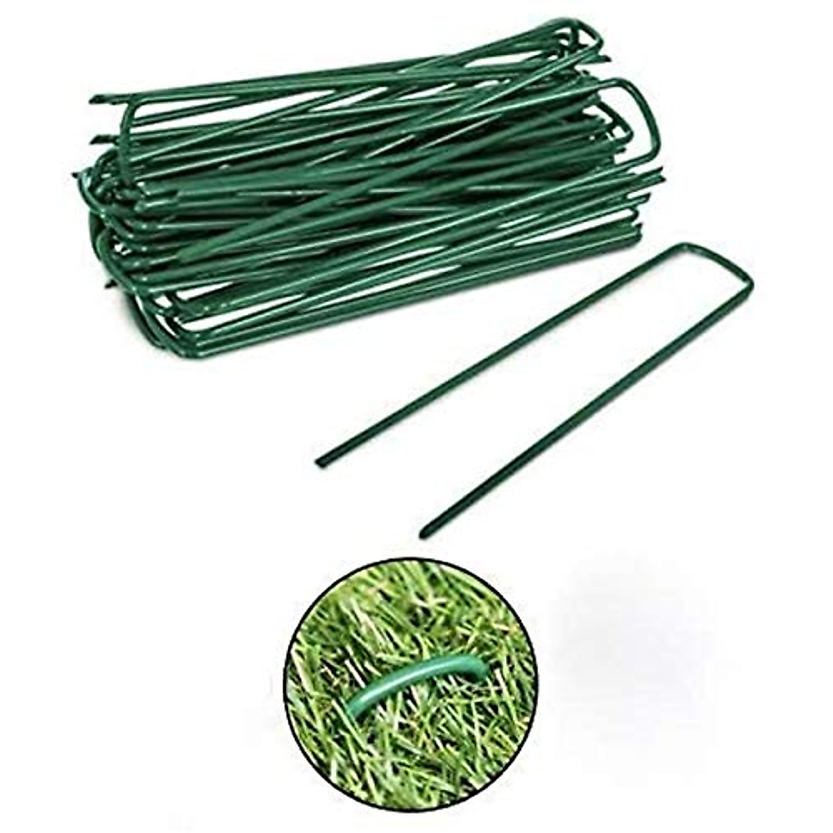 Yeasing Garden Pegs Pins Ground Stakes Staples Spikes U Shaped Landscape Securing Nail Pin Lawn Fabric Netting Matting 6Inch 20PCS