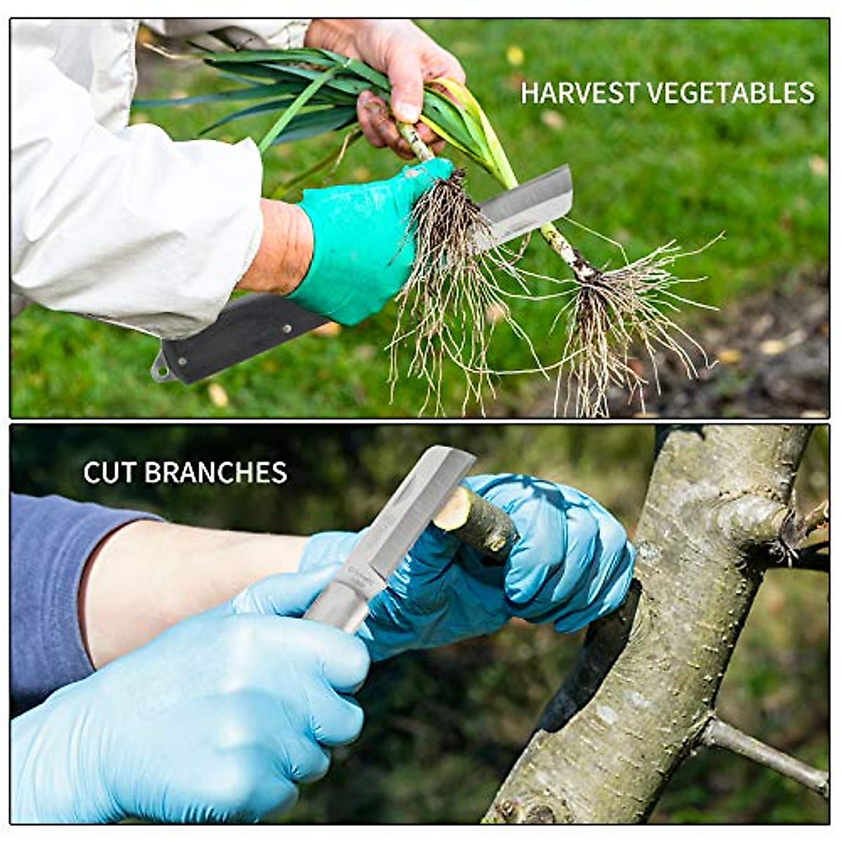 Linsen-outdoor Black Handle Pruning Knife,Grafting Knife, Stainless Steel Garden Budding Knife, Folding Pocket Knife for Grafting Multi Cutting Tool, Weed Bushes Branches Mushroom Diggig Knife