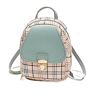 Mini Backpack Crossbody Bag for Teenage Girl Plaid Women Shoulder Phone Purse Korean Style Female (Color : Blue)