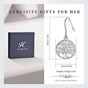 AEONSLOVE Tree of Life Earrings for Women, Family Tree Earrings, Sterling Silver Drop Dangle Earring for Women Mother Daughter Wife, Tree of Life Jewelry
