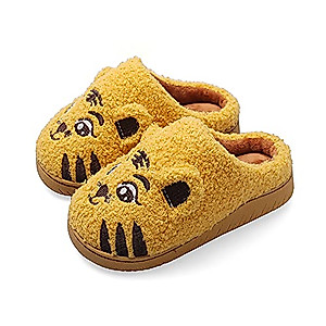 Fengwill Kids Boys Girls Animal Slippers Tiger Clog Slipper Anti-Slip Indoor Home Shoes (10-11 Little Kid, Yellow, numeric_10)
