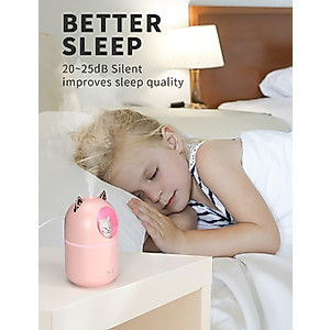 Norhom Cool Mist Humidifier, 300ml Mini Humidifiers with Night Light, 20dB Quiet Humidifiers for Bedroom, Waterless Auto-Off Air Humidifier for Home, Living Room, Kidsroom