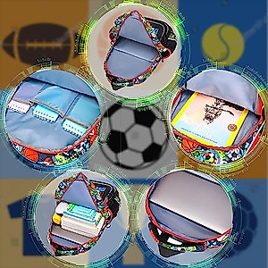 Dorlubel Lightweight Rugby Backpack for Boys School Bag with Insulated Lunch Tote & Pencil Case Preschool Kindergarten Elementary Book Bag Set(Black Rugby Set)