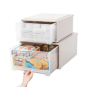 Yishyfier Stackable Plastic Storage Drawer Organizer with Clear Doors for Pantry,Bedroom,Closet,Desk,Home and Office De-Clutter,Store Under-Sink,Shoes and Crafts,Hallway,Entryway,Under Bed,2-Pack