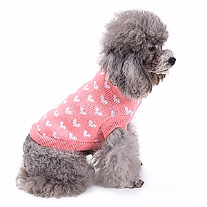 Dog Sweater for Large Dogs Boy Pink Heart Round Neck Small Pet Dog Cute Clothes Puppy Sweater Small Dog Winter