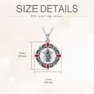 Virgin Mary Necklace 925 Sterling Silver Our Lady of Guadalupe Pendant Catholic Jewelry for Women Men Valentine'S Day Christmas Birthday Gift