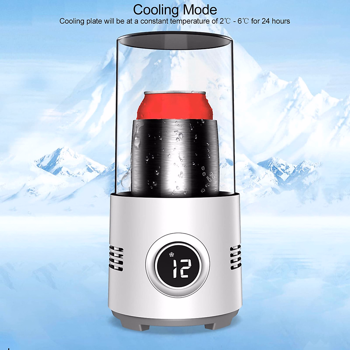 FASJ Cool and Heat Smart Cup, 2 in 1 Portable Beverage Drink Cooler Warmer Degree C ‑60 Fast Cooling Heating, Lightweight Electric Heating Cup for Parties /Offices /Travel One Key to Start