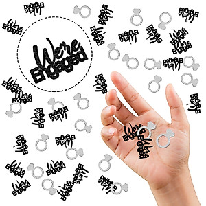 We're Engaged Confetti Glitter, Wedding Table Confetti, Engagement Paper Scatter,Bridal Shower Bride to Be Party Table Decorations Confetti, 120pcs