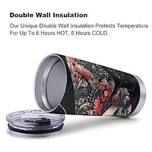 zxxpensy 20 Oz Tumbler Travel Cup Butterfly with Skull on Wings Water Bottle, Stainless Steel Vacuum Insulated Coffee Mug with Straw Lid And Cleaning Brush