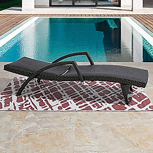 Ulax Lounge Chairs for Outside, Woven Padded Non-Rust Aluminum Chaise, Quick Dry Foam, Adjustable Armed Patio Lounger with Wheels, 2-Pack (Dark Brown)
