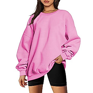 EFAN Preppy Clothes Sweatshirts Hoodies for Women Teen Girls Oversized Sweaters Cute Outfits 2023 Y2K Crew Neck Pullover Tops Pink