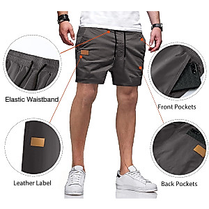 JMIERR Mens Casual Shorts - Cotton Linen Drawstring Summer Beach Stretch Twill Chino Golf Dress Shorts Shorts with Pockets Elastic Waist, 2XL, A1 Grey2