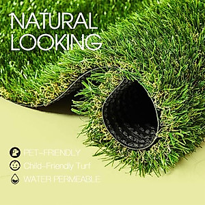 AYOHA Artificial Turf 3' x 5' Realistic Synthetic Grass, 1.38" Pile Height, Fake Lawn, Landscape for Pets Area, Play Ground, Pool Area, Backyard, Patio, Balcony, Drainage Holes, Custom Size