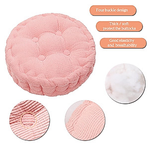 HomeMiYN Round Seat Cushions, EPE Foam Filled Indoor Chair Pad Cushions for Home, Office, Dining, Kitchen (Small (Pack of 2), Pink)
